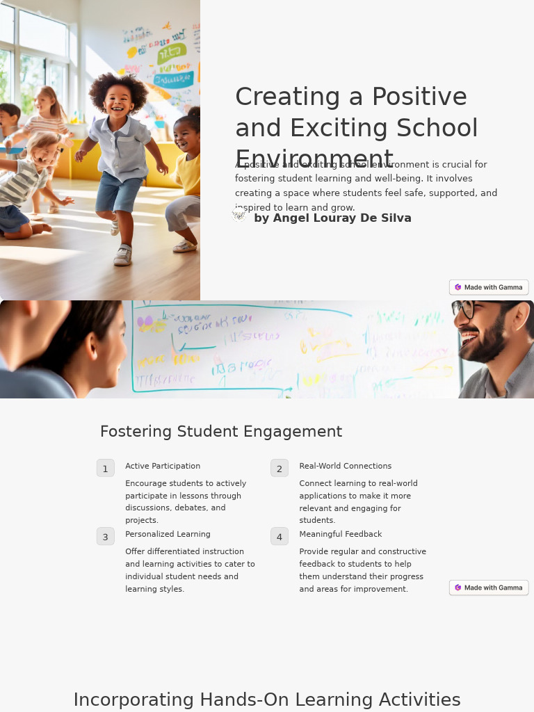 Creating A Positive and Exciting School Environment | PDF | Teaching | Behavior Modification