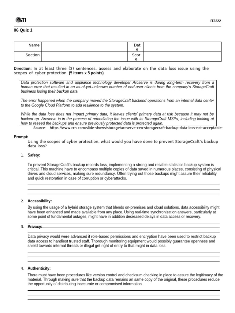 06 Quiz 1 Prof Issues | PDF | Backup | Security