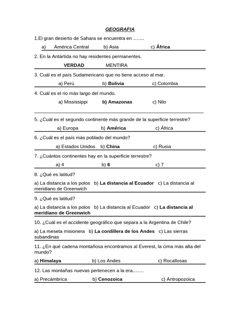 Preguntado Estudiantina | PDF | Américas | Clima