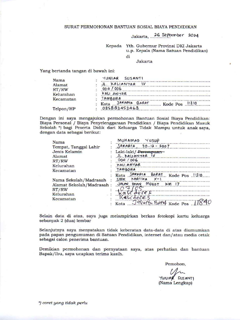 Permohonan Bansos Muhammad Yusup | PDF