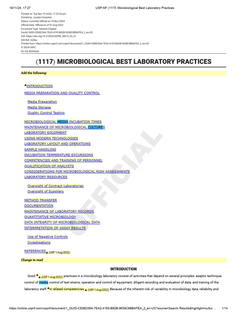 USP-NF 1117 Microbiological Best Laboratory Practices | PDF ...