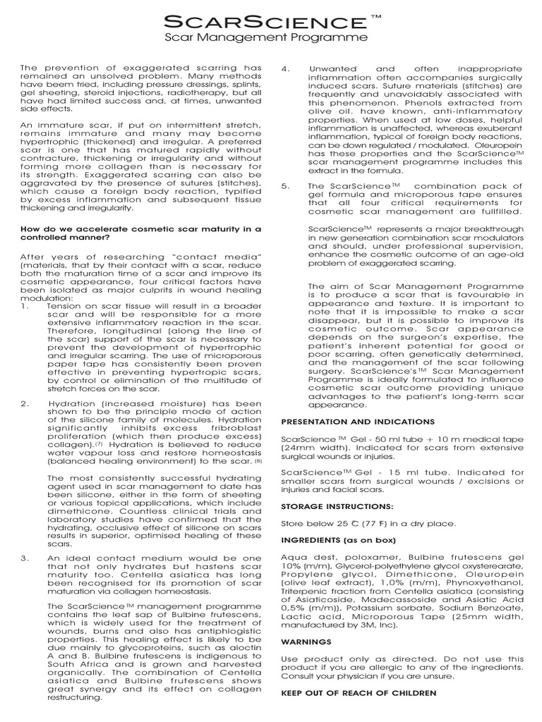 Scar Management Programme: How Do We Accelerate Cosmetic Scar Maturity ...