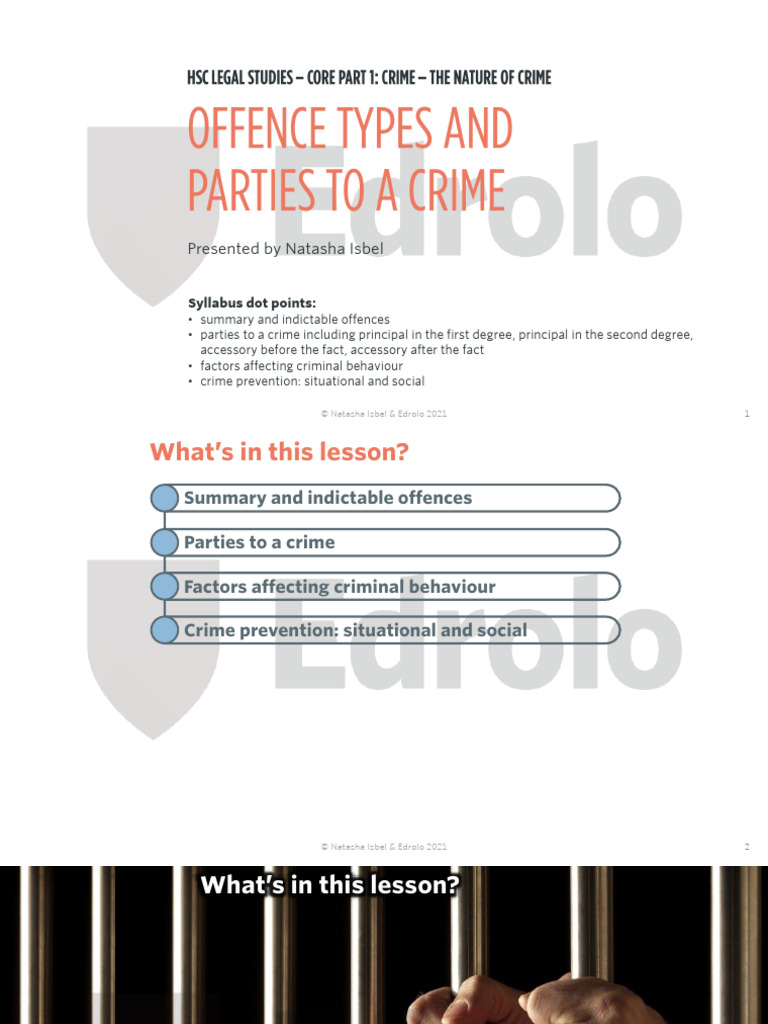 Offence Types and Parties To Crime - Edrolo - Study Notes | PDF ...