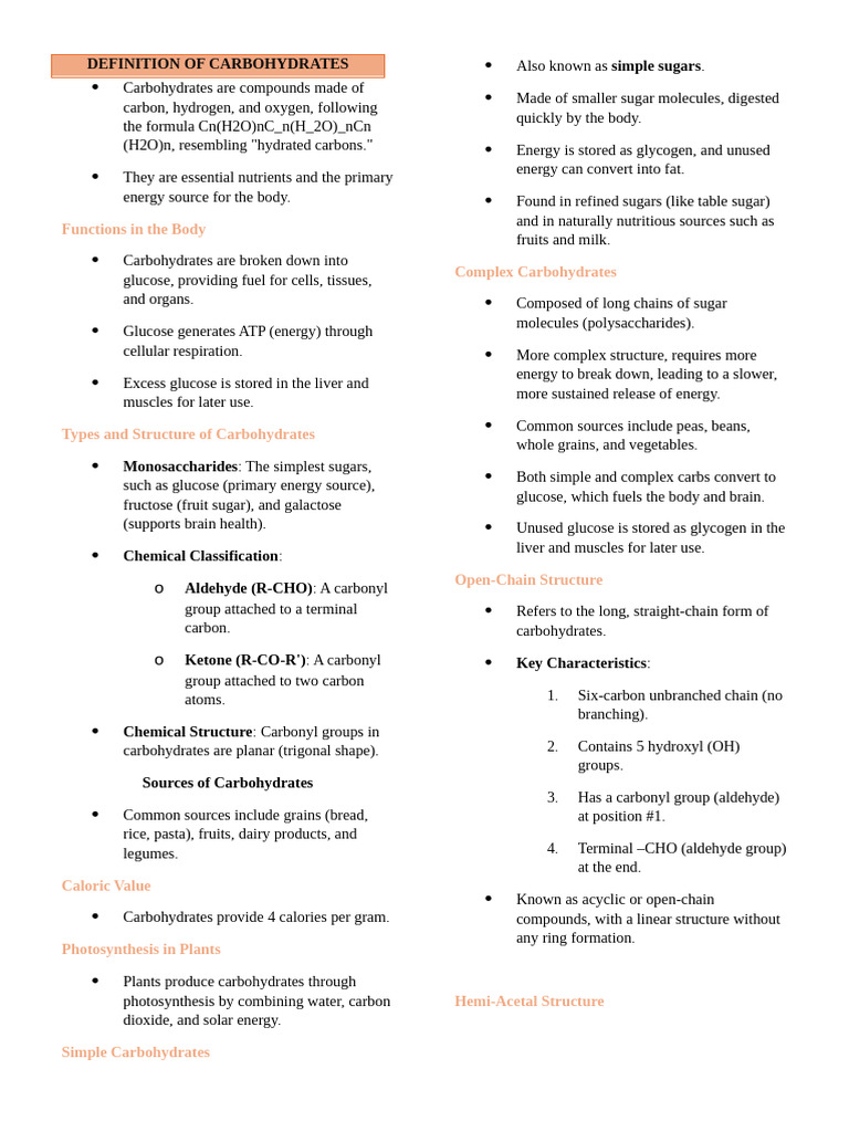 Biochem Midterm Notes Pdf Carbohydrates Glucose