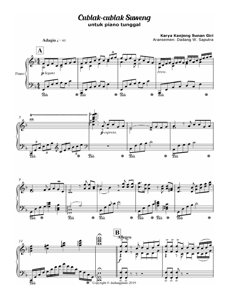 Cublak Suweng Piano Solo | PDF