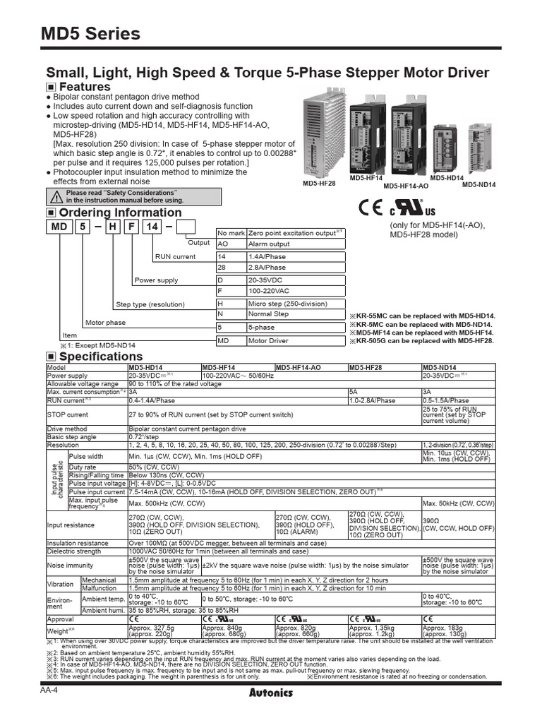 Autonics MD5 Catalog | PDF | Electric Motor | Power Supply