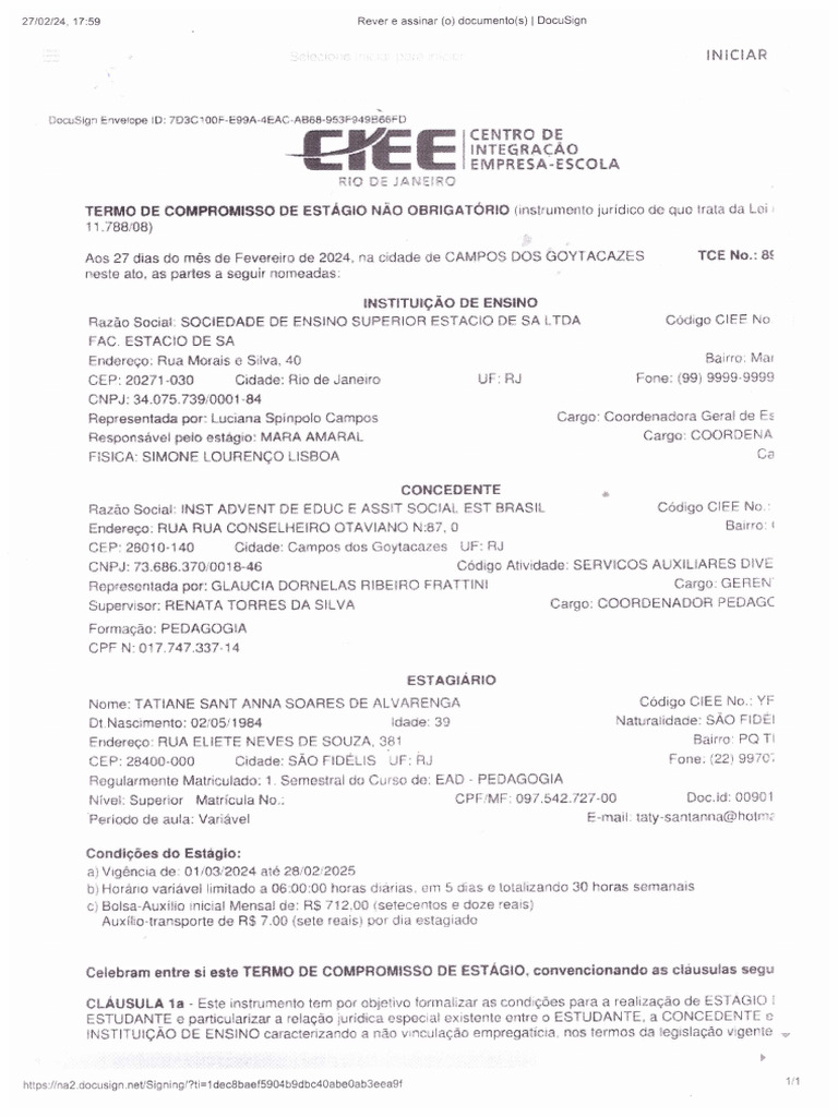 Contrato CIEE | PDF