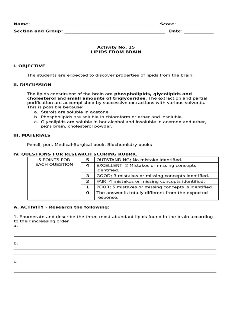 Brain Lipids: Properties and Analysis | PDF | Lipid | Phospholipid
