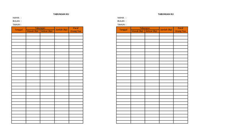 Tabel Tabungan Ku | PDF | Kajian Bahasa Asing