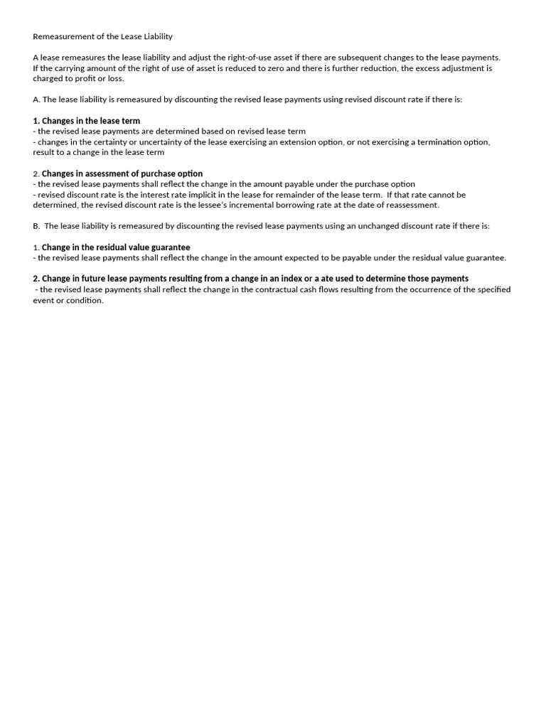 Remeasurement of The Lease Liability | PDF