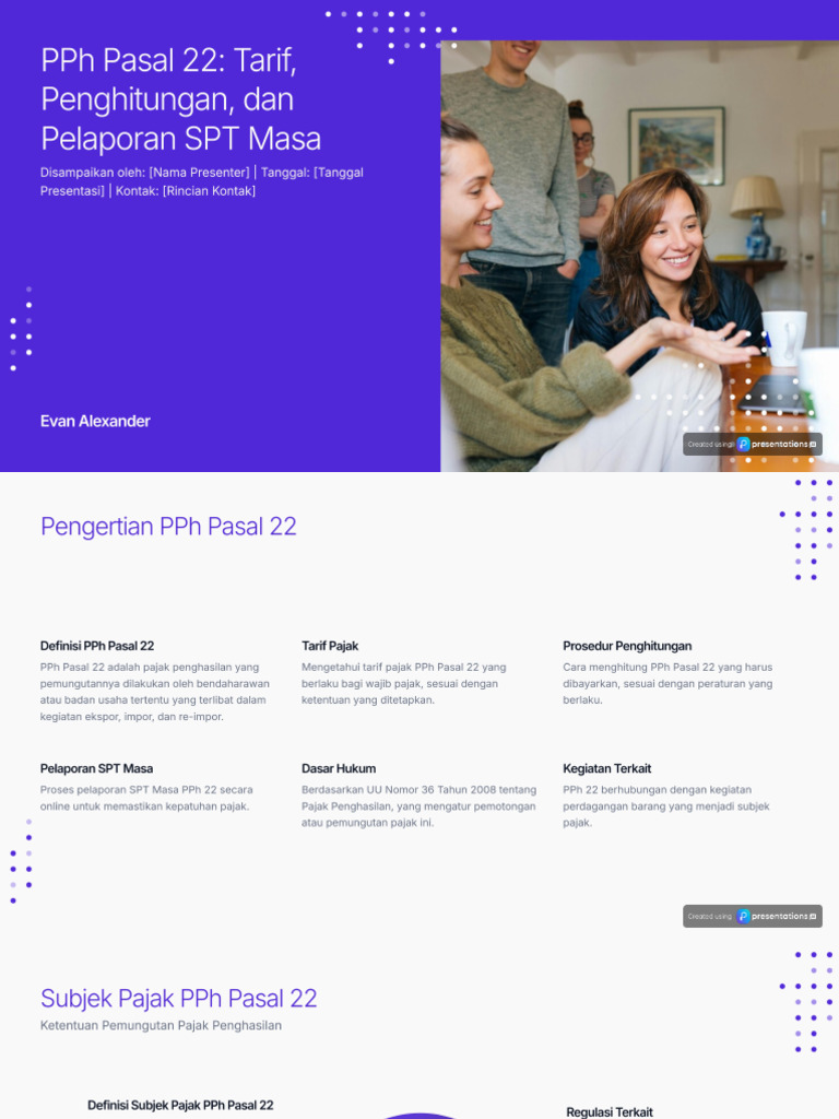 PPH Pasal 22 - Tarif, Penghitungan, Dan Pelaporan SPT Masa | PDF