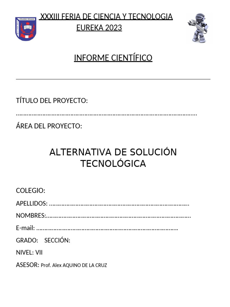 Informe Cientifico 2 - Alternativa Tecnologica San Basilio | PDF