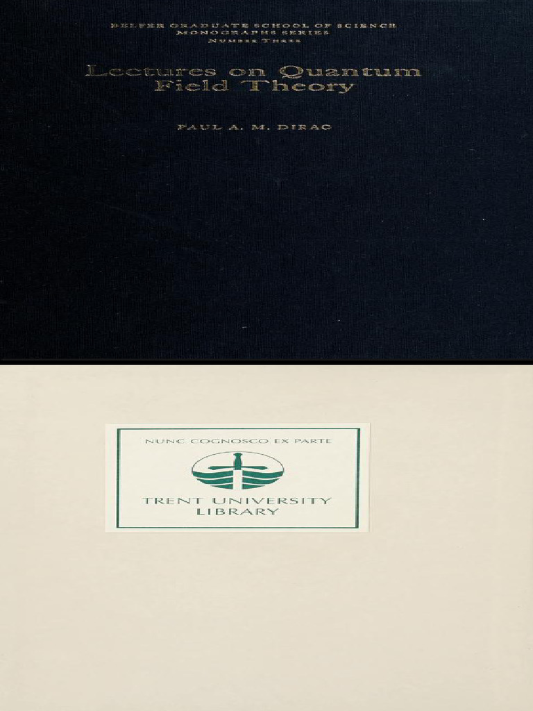 Dirac's Lectures on Quantum Field Theory | PDF | Optical Character ...