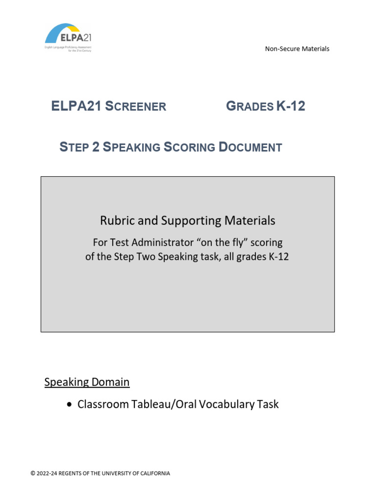 ELPA SpeakingScoring | PDF | Vocabulary | Human Communication