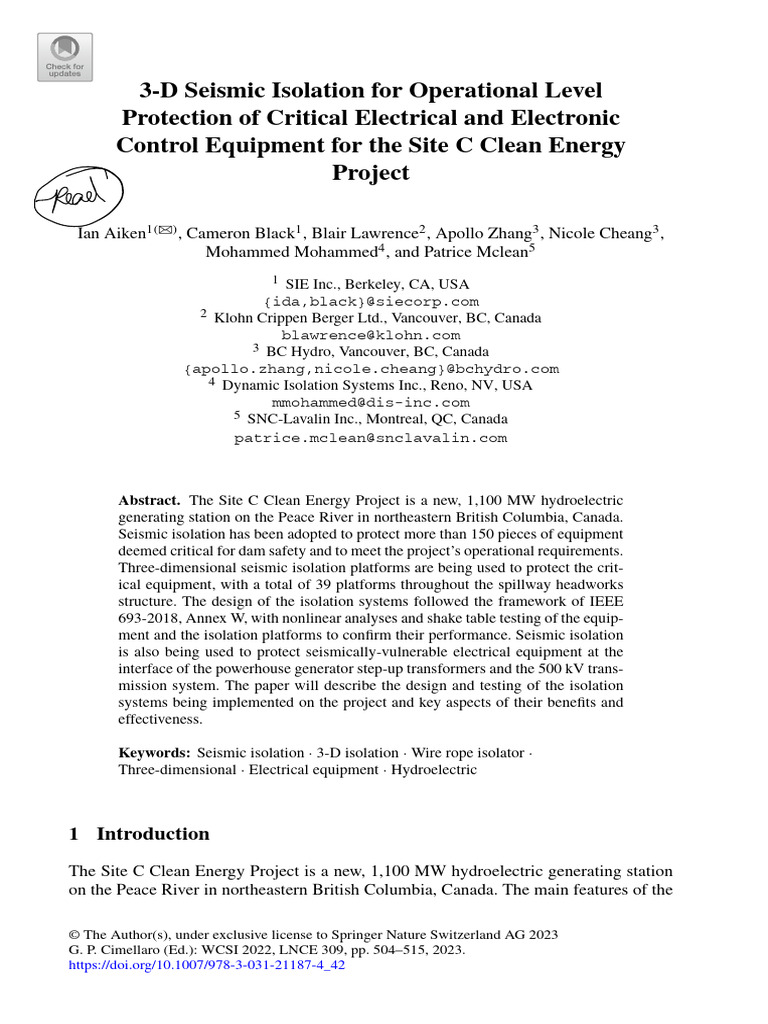 Aiken Et Al - 2023 - 3-D Seismic Isolation For Operational Level ... Aiken Et Al - 2023 - 3-D Seismic Isolation For Operational Level ...