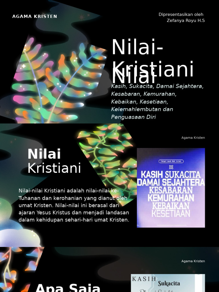 Nilai Nilai Kristiani Zefanya X MPLB 1 | PDF | Pengembangan Diri