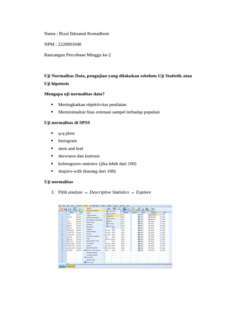 Uji Normalitas Data | PDF | Metode & Bahan Ajar