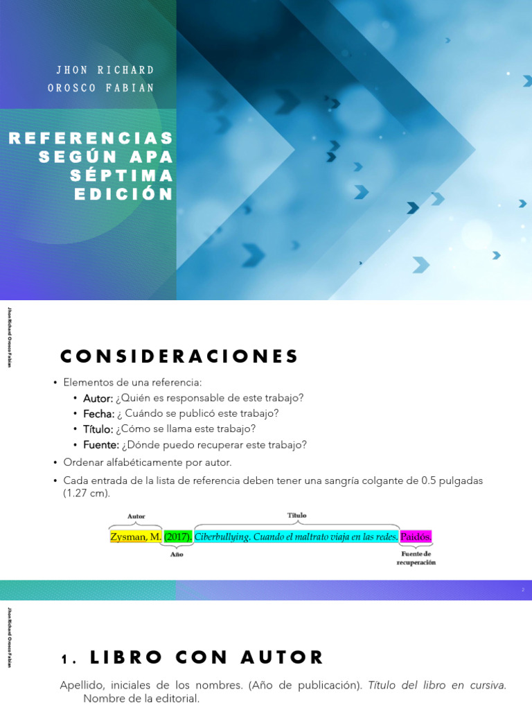 Orosco - Referencias Apa 7 | PDF | Estilo apa