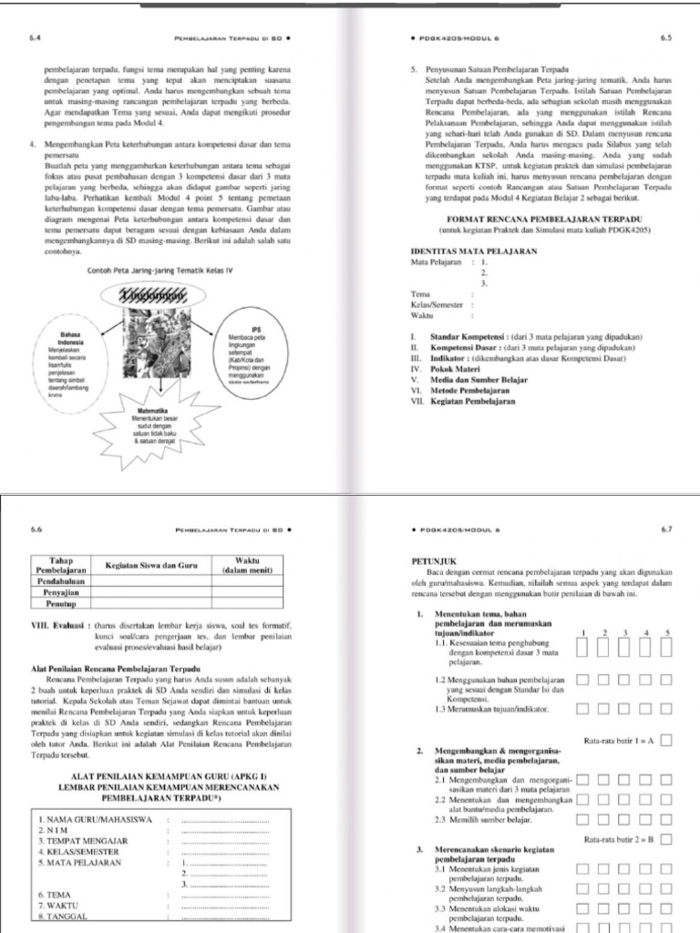 Materi Tambahan (Contoh Peta Jaring Tema, RPP, APKG 1 APKG 2, Lembar ...