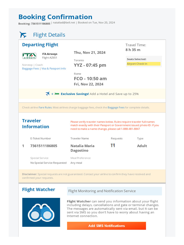 Natalia Ticket To Rome | PDF