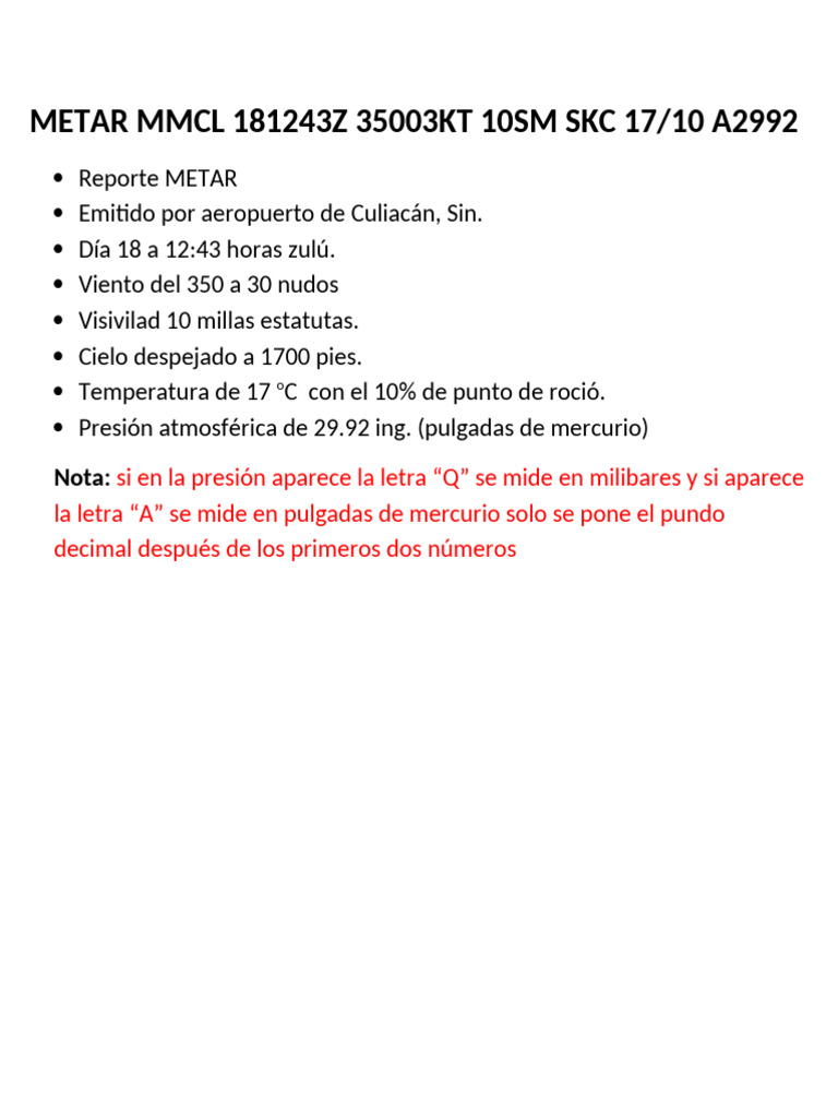 METAR Ayuda A Tarea | PDF