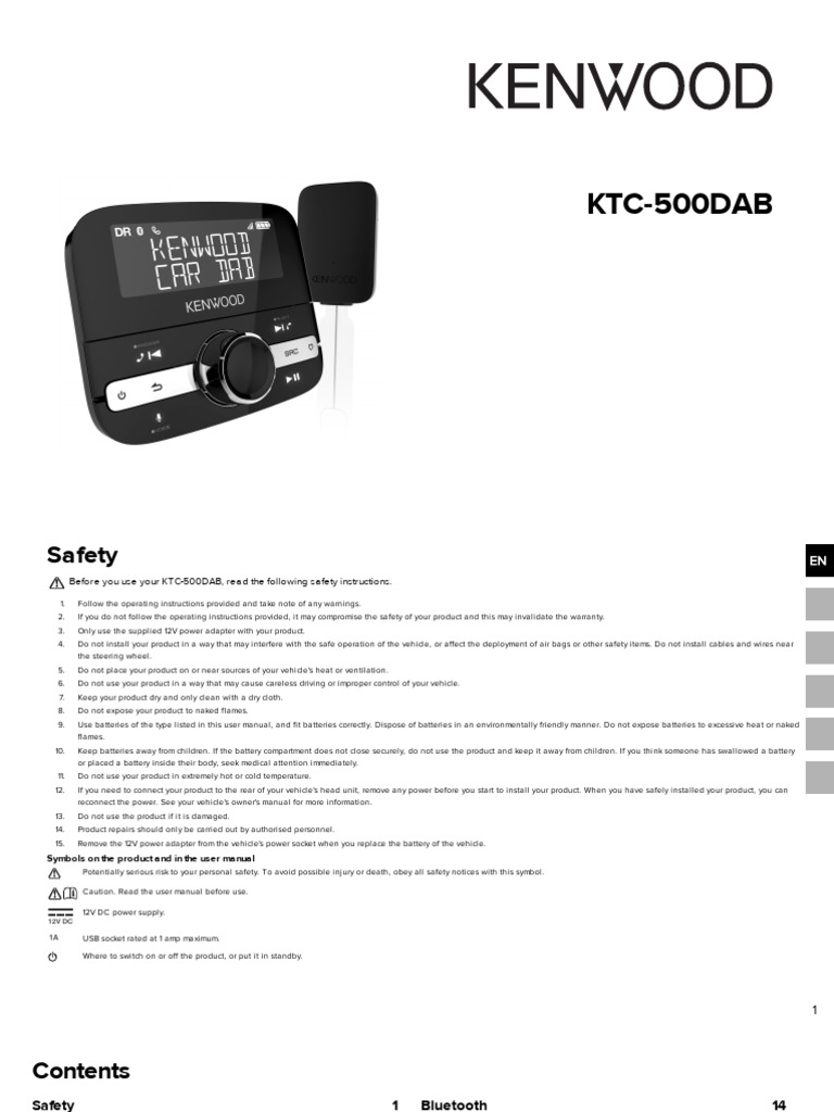 Kenwood KTC-500DAB_En | PDF | Radio | Bluetooth