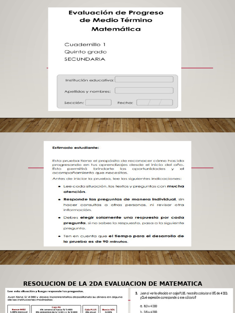 Presentacion 2da Evaluacion de 5to de Matematica | PDF | Métodos y materiales de enseñanza