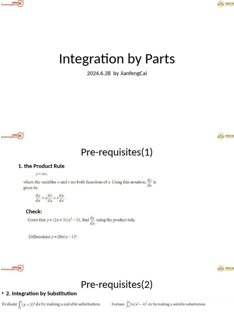 Integration by Parts | PDF | Mathematical Relations | Abstract Algebra