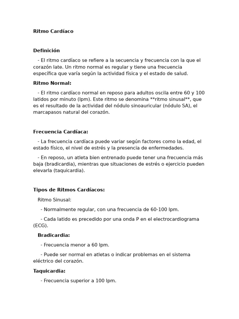 Qué es el ritmo cardíaco y su importancia | PDF | Salud y bienestar ...
