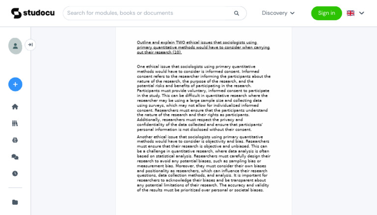 Outline and Explain TWO Ethical Issues That Sociologists Using Primary ... Outline and Explain TWO Ethical Issues That Sociologists Using Primary ...