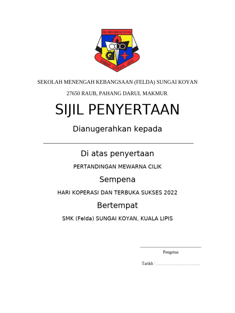 Format Sijil | PDF