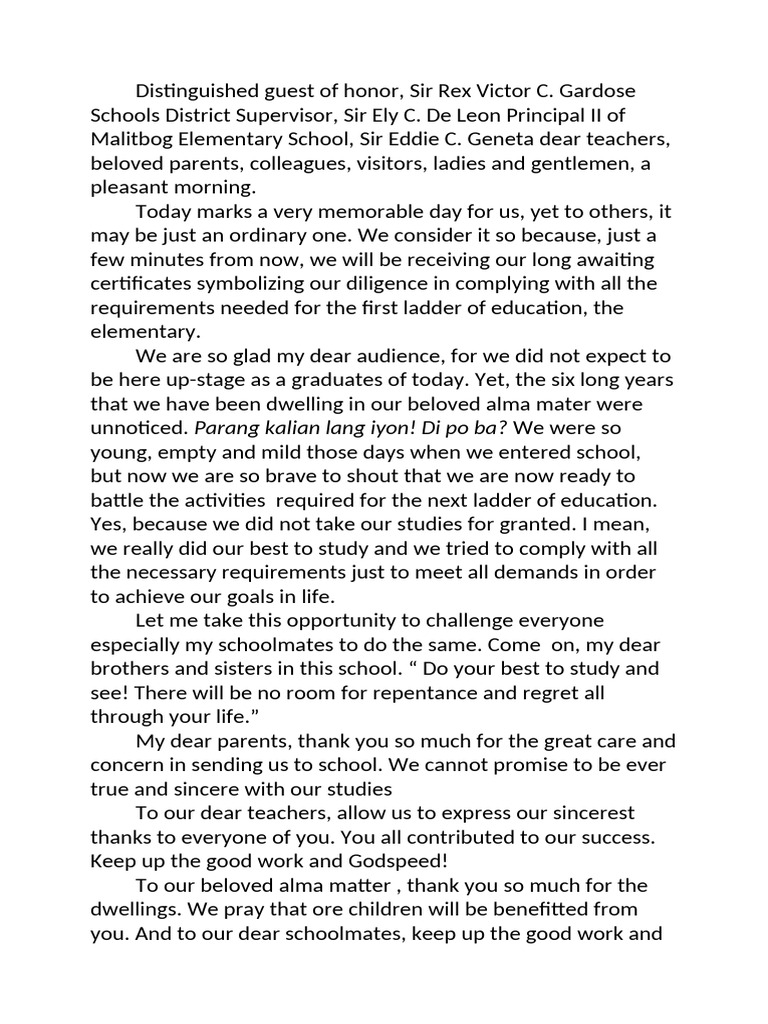 Speech Graduation 2 | PDF