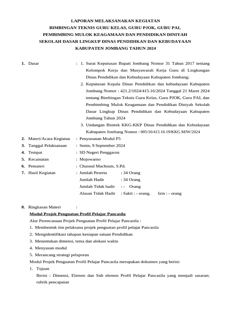 Laporan KKG Kelas 2 - September | PDF