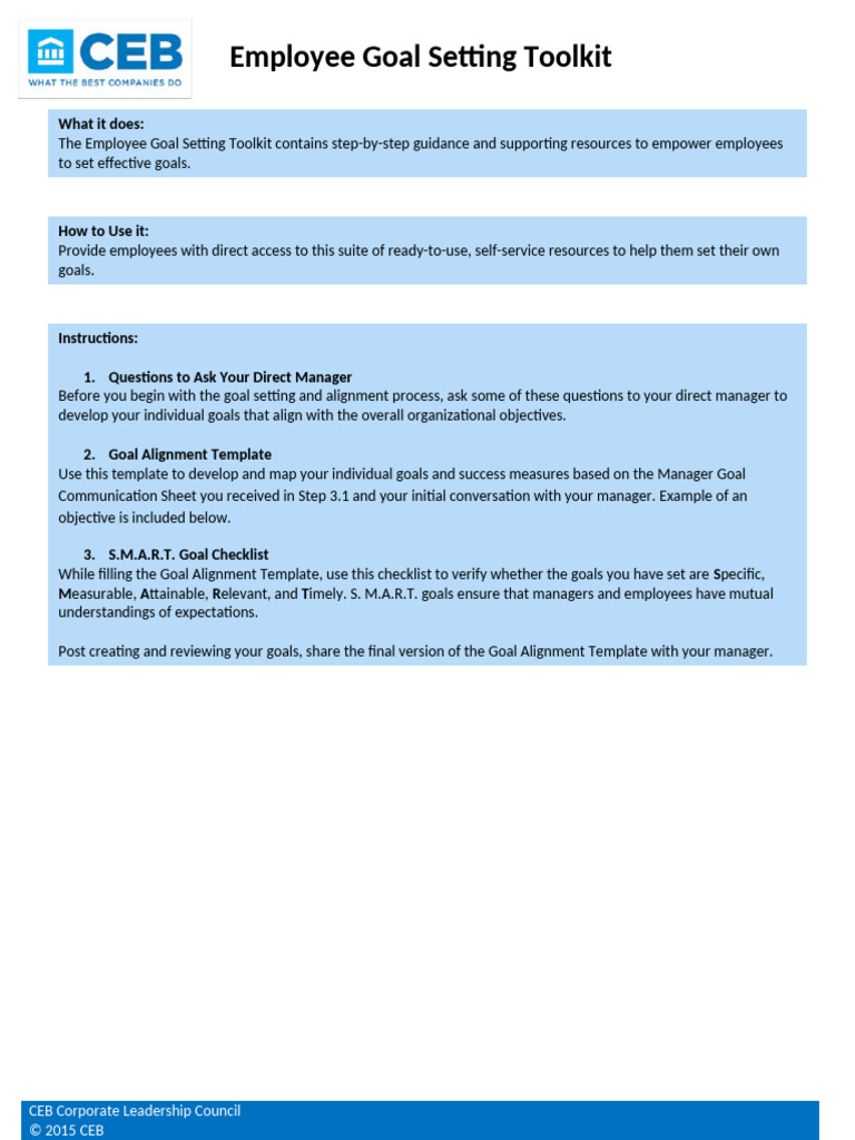 Employee Goal Setting Toolkit Guide | PDF | Goal | Goal Setting