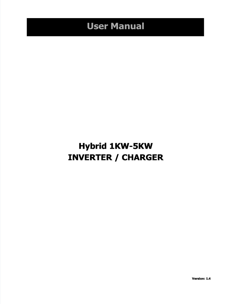 Hybrid Inverter/Charger User Manual | PDF | Battery Charger | Power ...