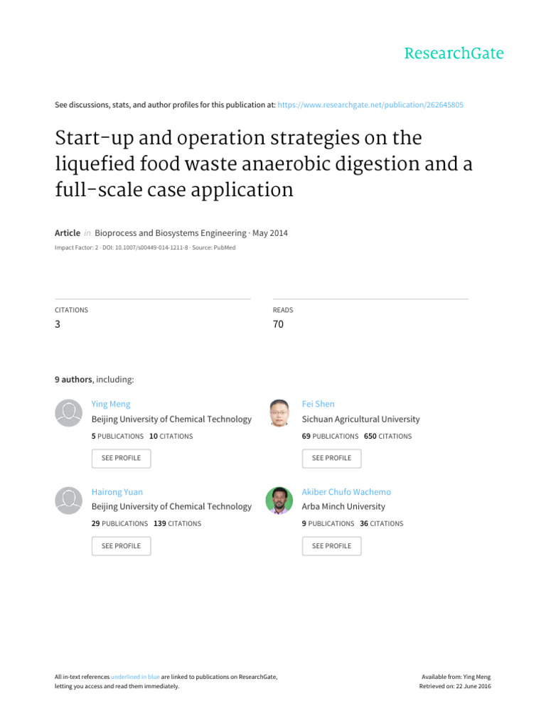 Start-up and operation strategies on the liquefied food waste anaerobic ...