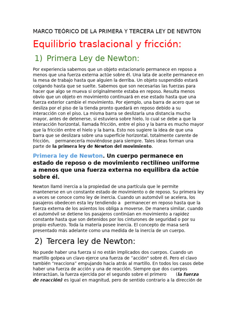 1y3 de Newton | PDF | Fuerza | Las leyes del movimiento de Newton