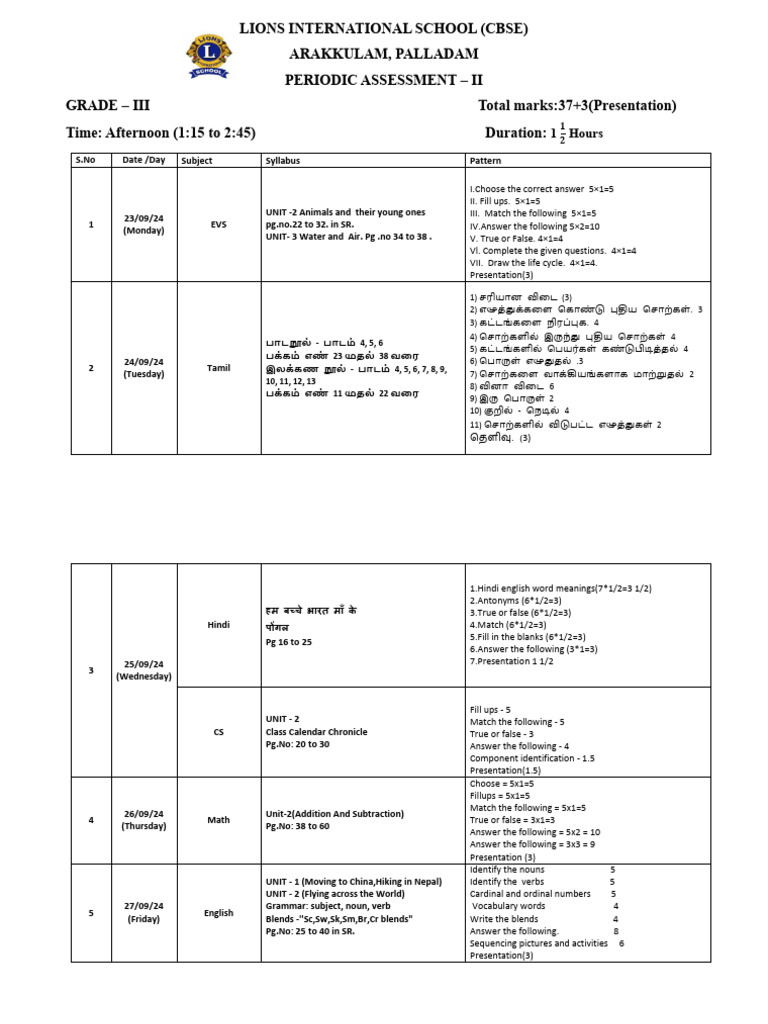 G III Timetable | PDF