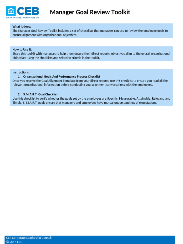 Manager Goal Alignment Toolkit | PDF | Goal | Cognition