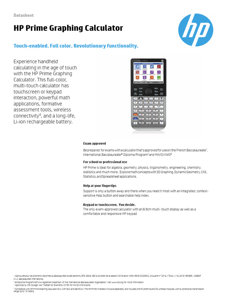 HP Prime Graphing Calculator Overview | PDF | Calculator | Function ...