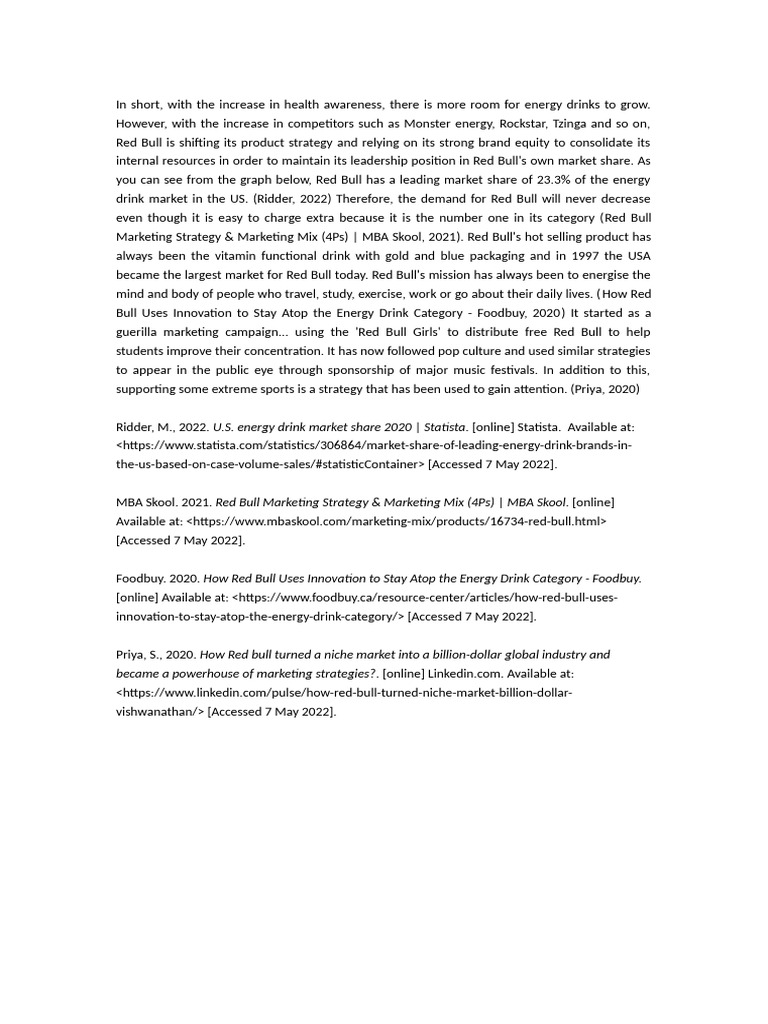 Conclusion of Red Bull | PDF | Marketing | Marketing Strategy