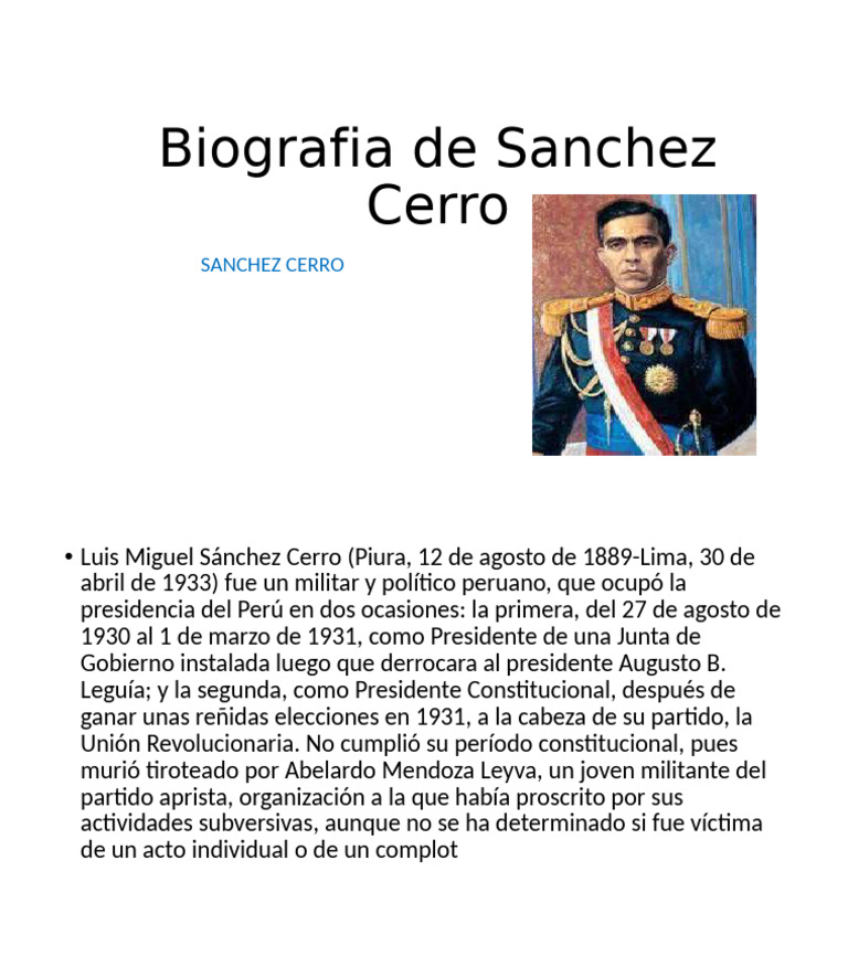 Biografia de Sanchez Cerro | PDF