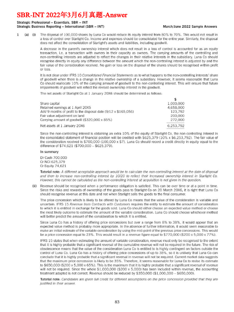 Answers To SBR Mar - Jun. 2022 | PDF