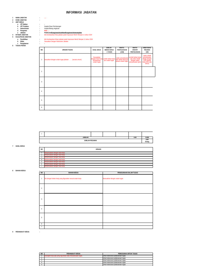 Form Pengisian Anjab ABK | PDF