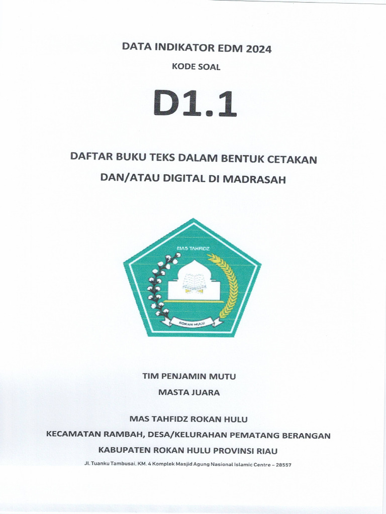 d1.1. Daftar Buku Teks Dalam Bentuk Cetakan Dan Atau Digital Di Madrasah | PDF