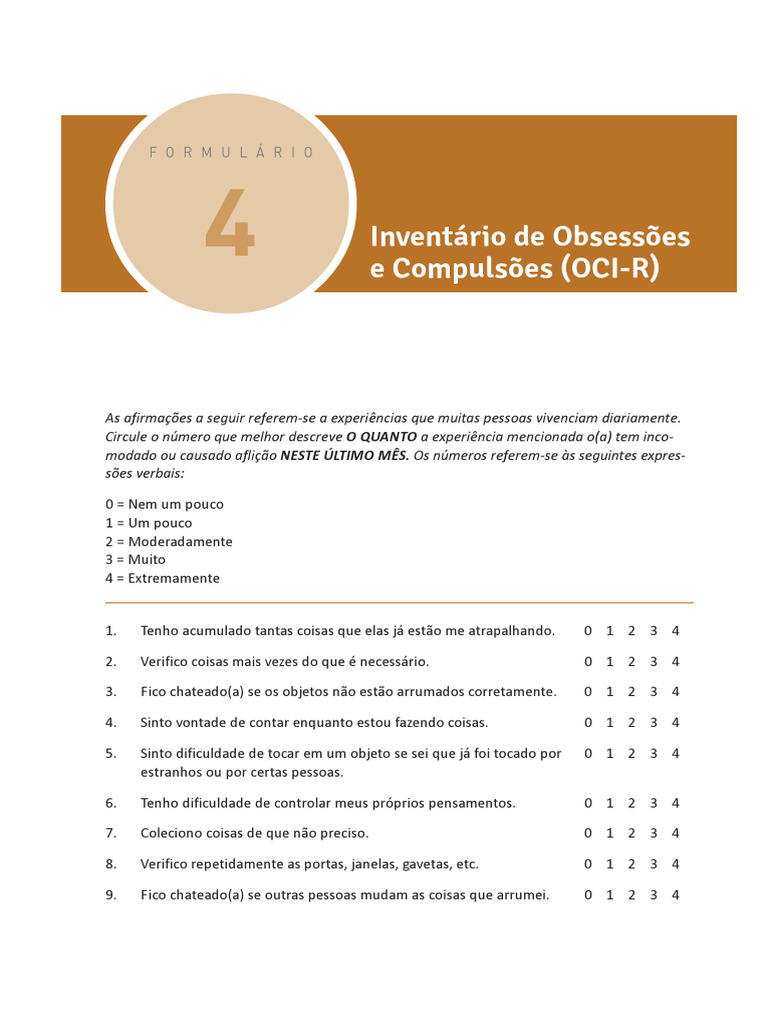 Escala OCI-R: Sintomas TOC | PDF