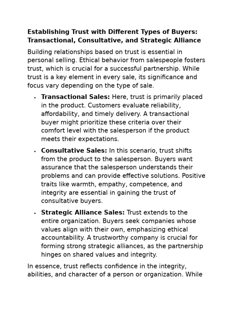 Establishing Trust With Different Types of Buyers | PDF | Career & Growth