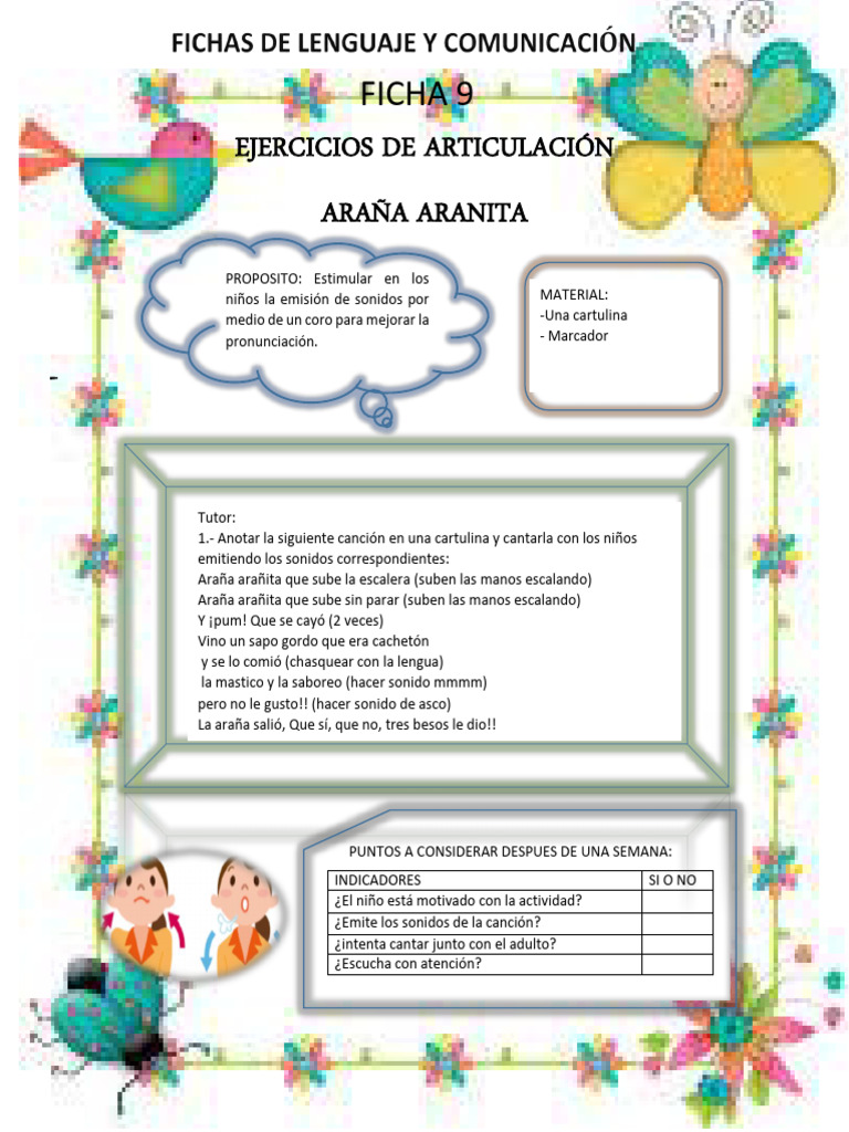 Ejercicios de Articulación Infantil | PDF | Artes del Lenguaje y ...