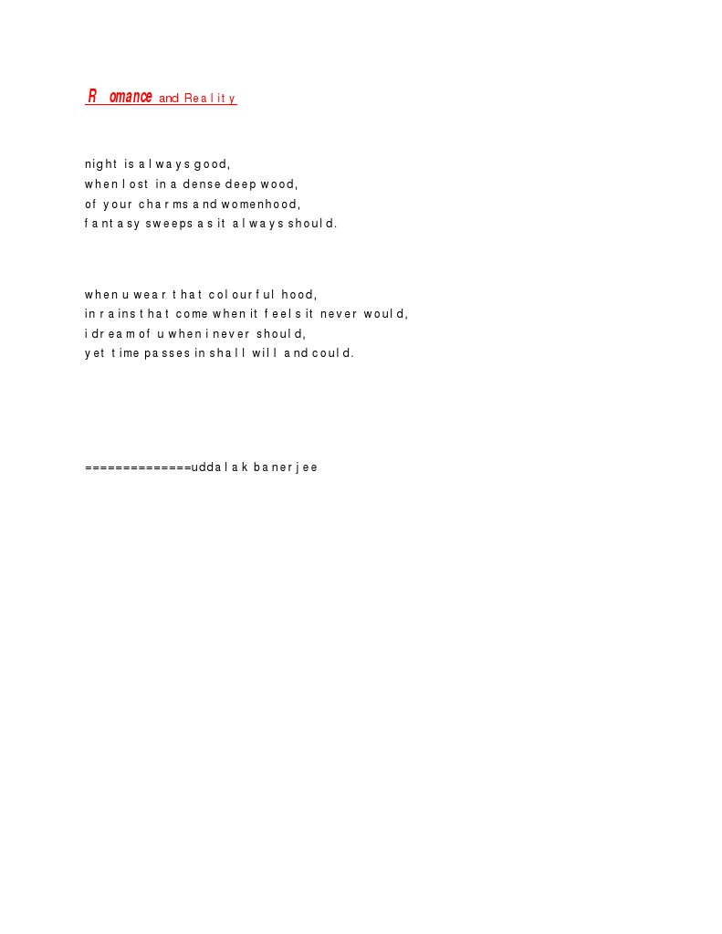 Romance and Reality Poem | PDF | Poetry