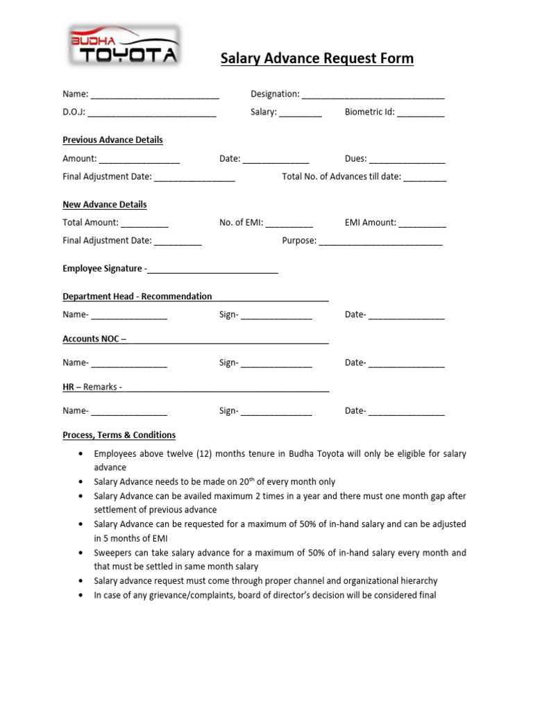 Salary Advance Request Form | PDF